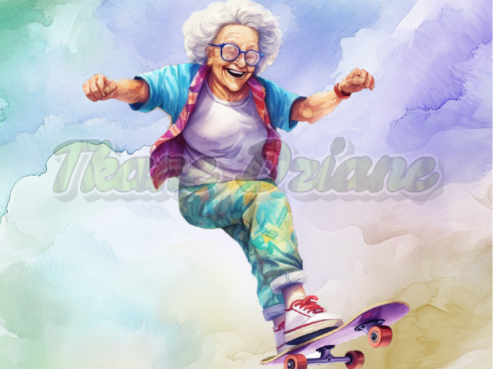 TkaneDziane.pl > PANEL DRUKOWANY WESOŁA BABCIA NA DESCE TŁO PBZ